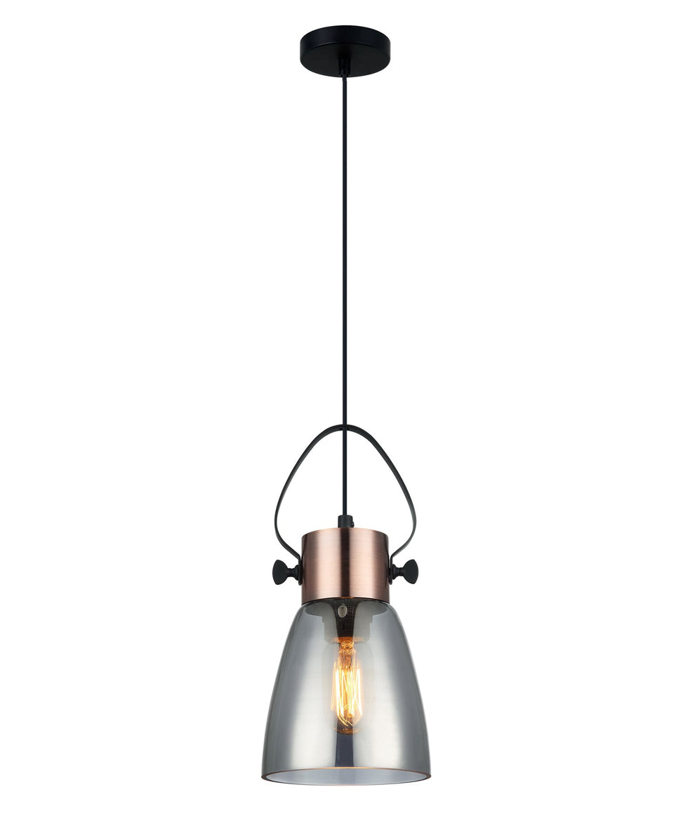 FUMOSO: Smokey Black Mirror Finish Glass Ellipse Shape Pendant Light ...